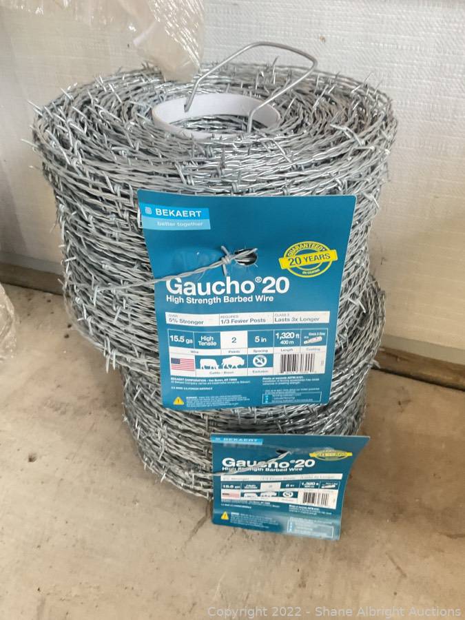 2 rolls of Gaucho 20 high strength 1 320 ft barbed wire Auction Shane Albright Auctions
